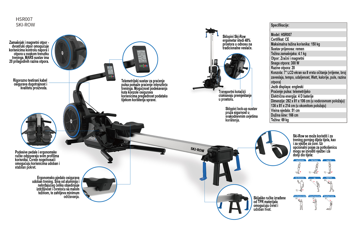 Ski-Row simulator skijanja i veslanja Impulse - fitness.com.hr webshop